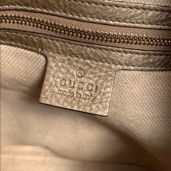 Gucci | Bags | Gucci Soho Metallic Chain Medium Tote Gold Beige | Poshmark